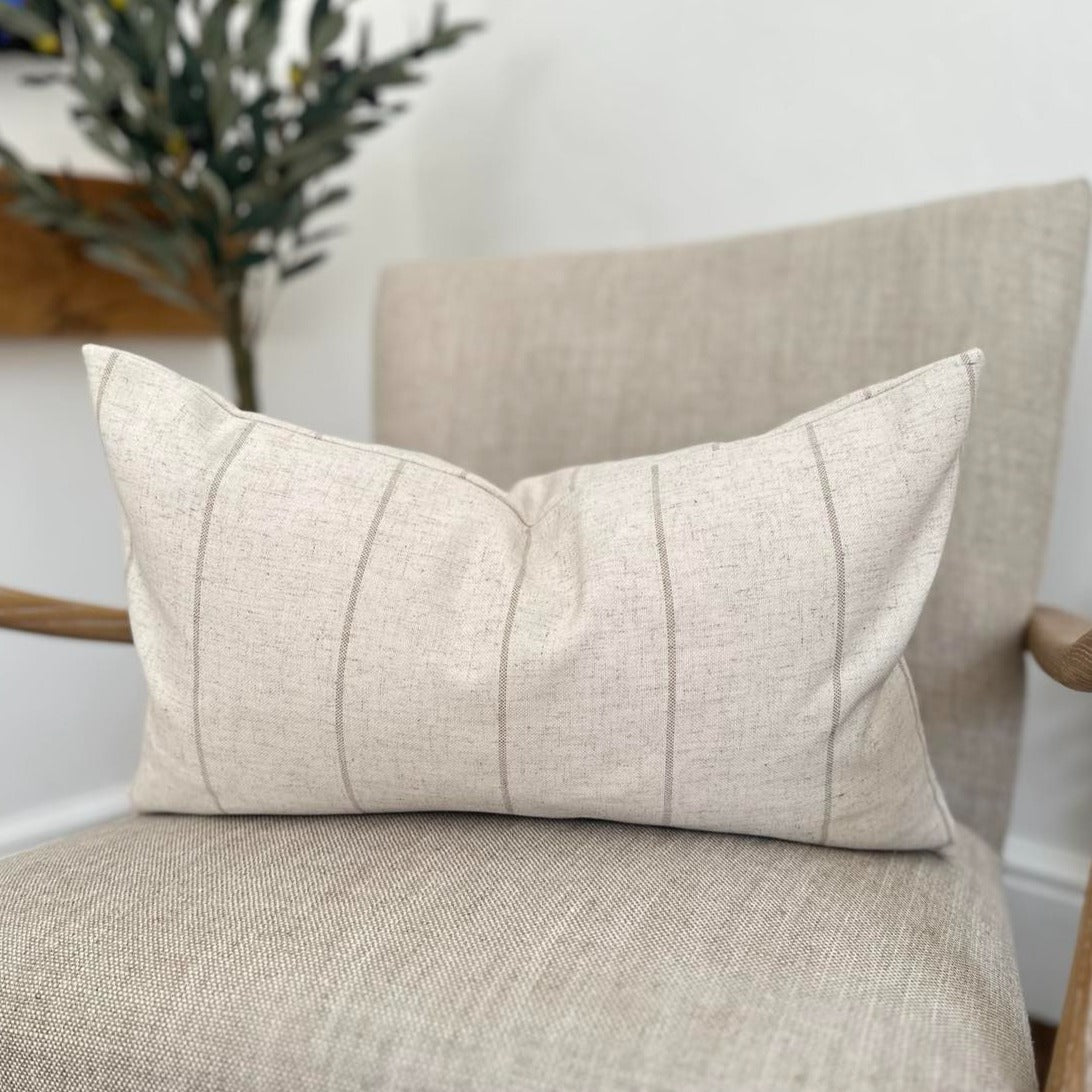 Rectangle Natural Stone and Beige Striped Linen Cushion – Kath&Kin