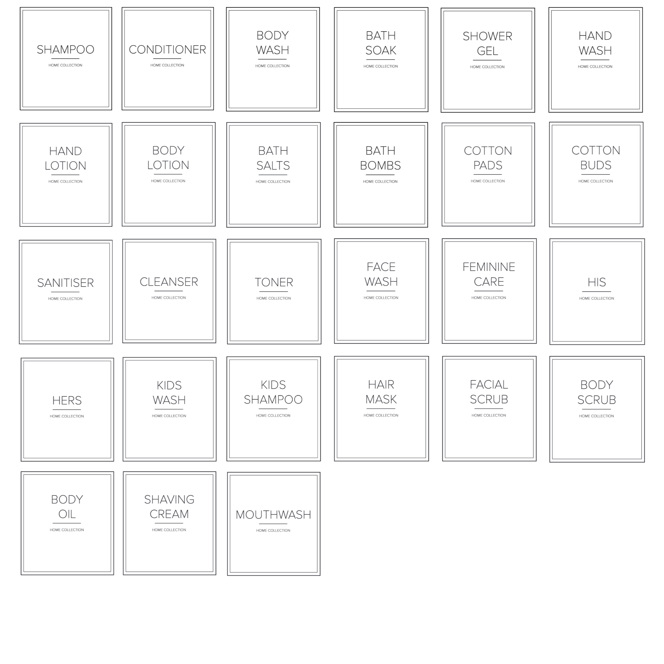 Square Waterproof White Bathroom Labels – Kath&Kin